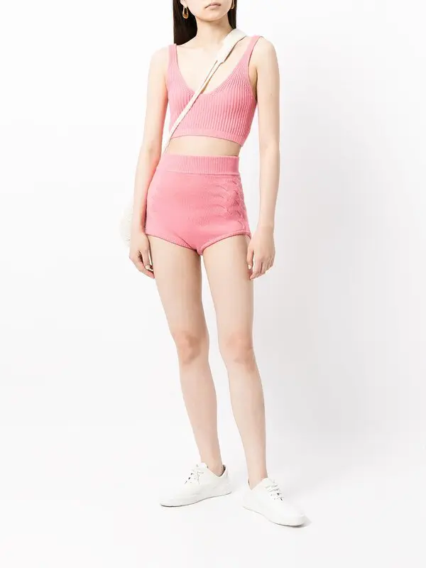 Cashmere In Love Reese Ribbed-knit Cropped Vest - Pink