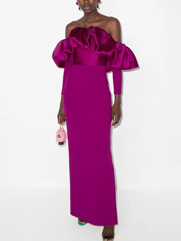 Solace London Elson Off-Shoulder Maxi Dress In Purple - 50% Off |  Editorialist