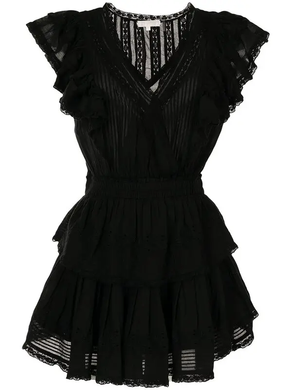 LoveShackFancy Gwen Ruffle Mini Dress - Black