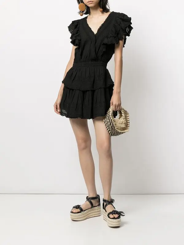 LoveShackFancy Gwen Ruffle Mini Dress - Black