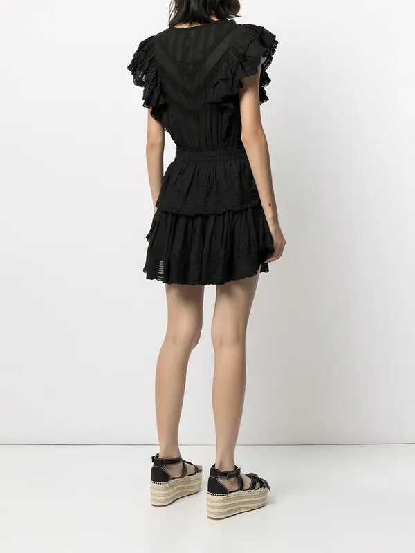 LoveShackFancy Gwen Ruffle Mini Dress - Black