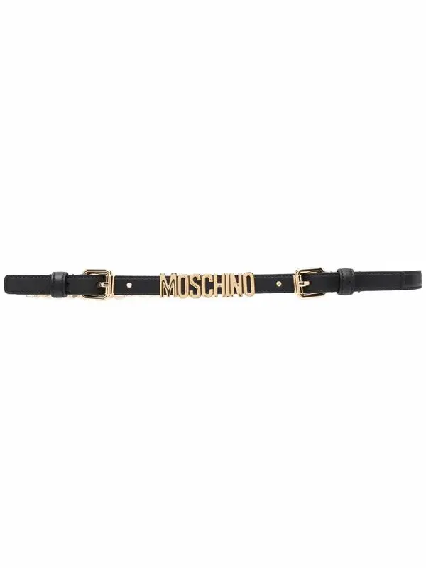 Moschino Logo-plaque Leather Belt - Black