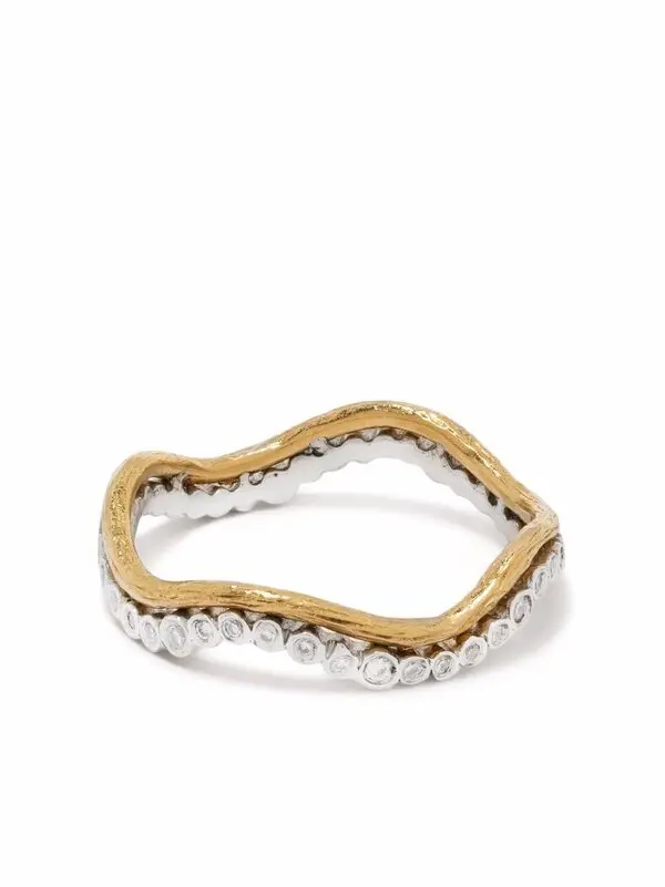 Cathy Waterman 22kt Wave Diamond Ring