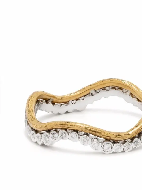 Cathy Waterman 22kt Wave Diamond Ring