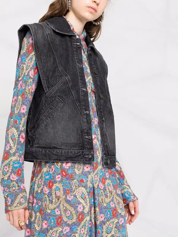 Ba&sh Panelled Denim Waistcoat