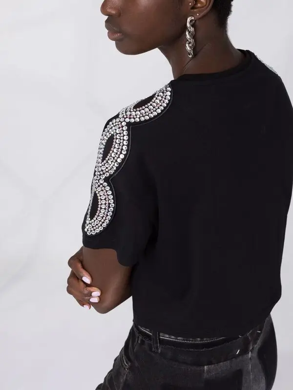 Philipp Plein Crystal Embellished Cropped T-shirt