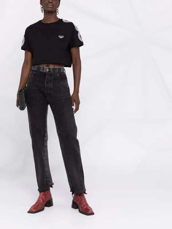 Philipp Plein Crystal Embellished Cropped T-shirt