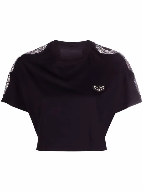Philipp Plein Crystal Embellished Cropped T-shirt