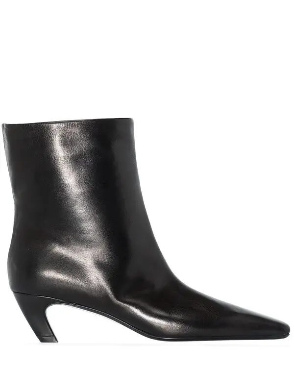 Khaite Arizona Leather Ankle Boots - Black