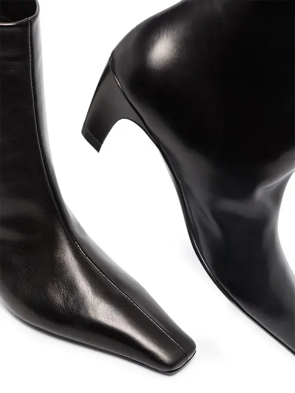Khaite Arizona Leather Ankle Boots - Black