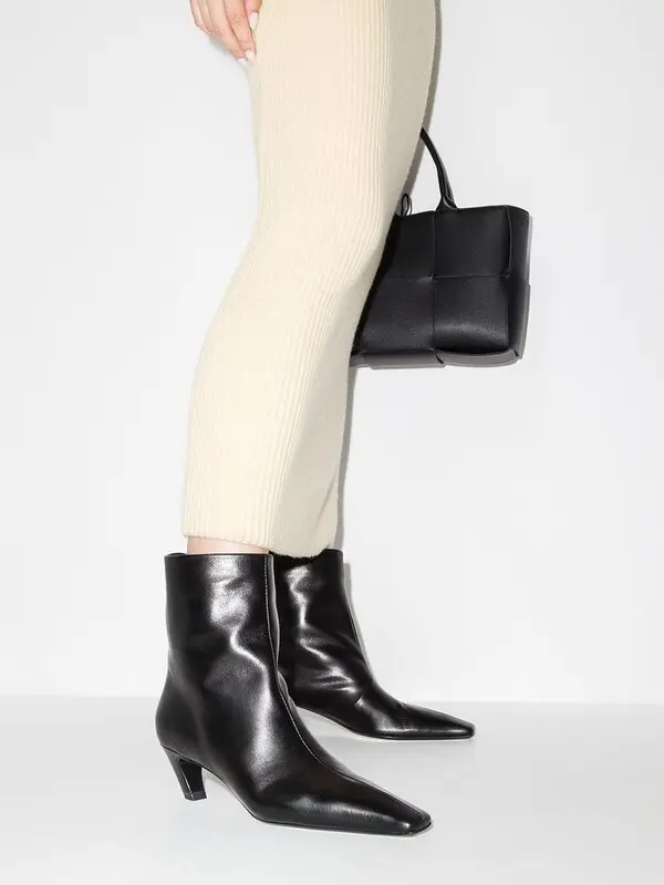 Khaite Arizona Leather Ankle Boots - Black