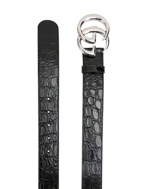 Gucci Gg Crocodile Embossed Belt - 1000