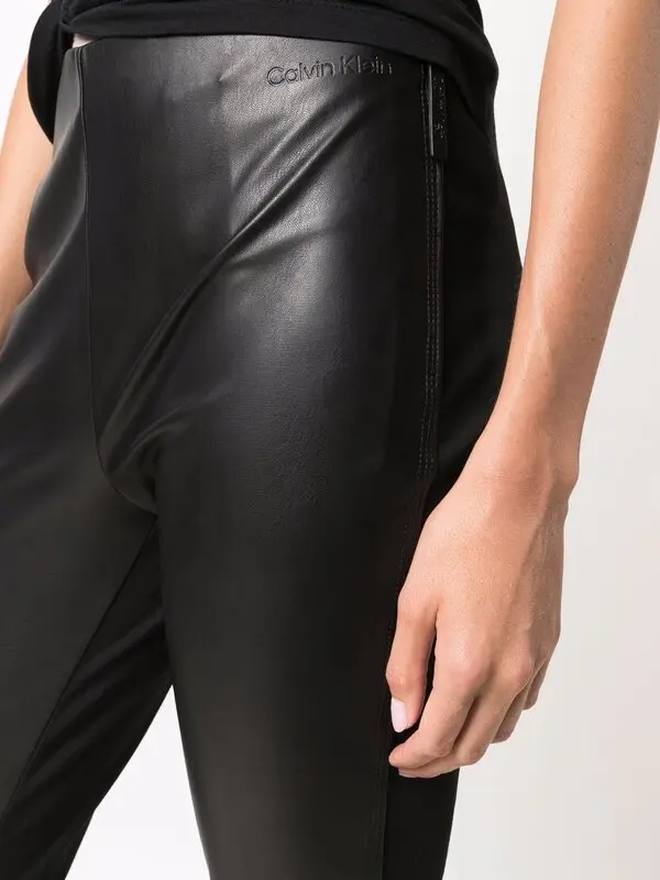 Calvin Klein Faux-leather Cropped Leggings