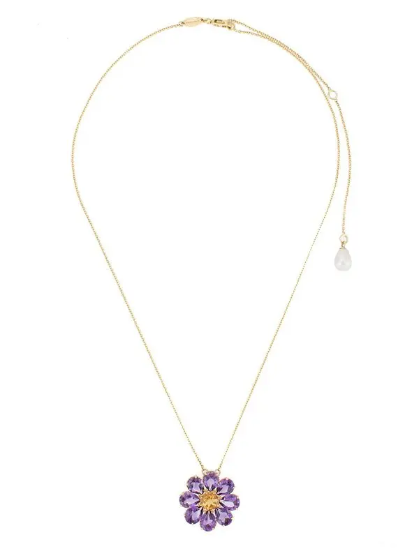 Dolce & Gabbana 18k Yellow Amethyst Flower Necklace - Gold