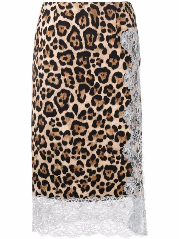 Blumarine Leopard Print Midi Skirt