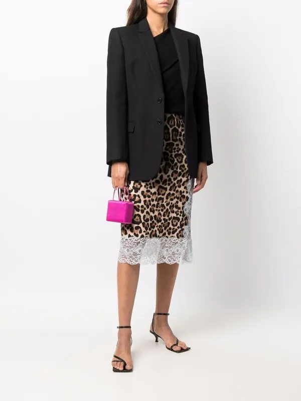 Blumarine Leopard Print Midi Skirt