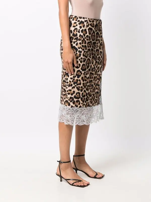 Blumarine Leopard Print Midi Skirt