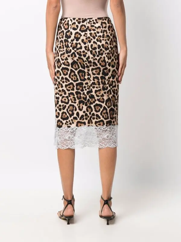 Blumarine Leopard Print Midi Skirt