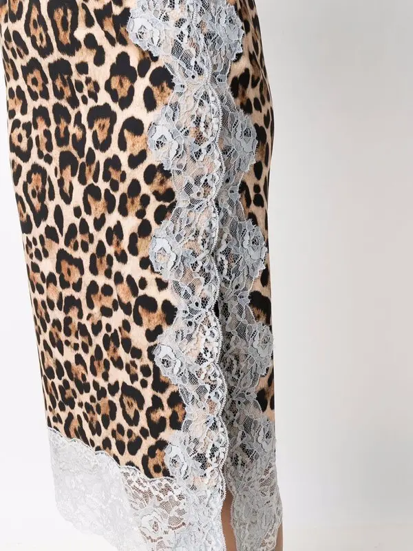 Blumarine Leopard Print Midi Skirt