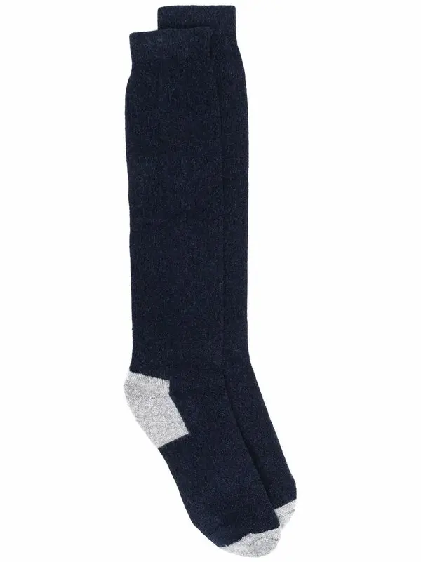 Fedeli Contrasting Panel Ankle Socks - Blue