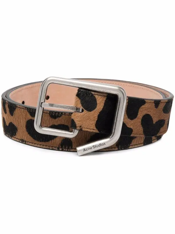 Acne Studios Leopard-Print Buckle Belt - Brown | Editorialist display picture 1