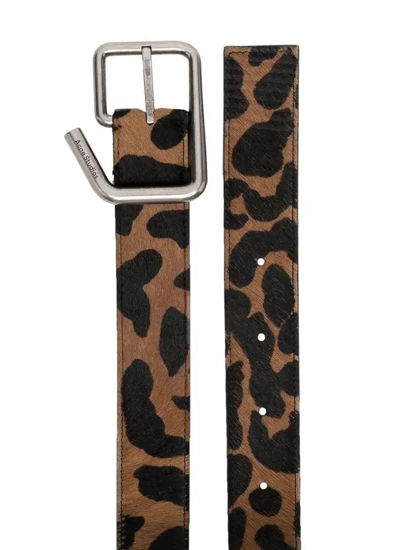 Acne Studios Leopard-Print Buckle Belt - Brown | Editorialist display picture 2