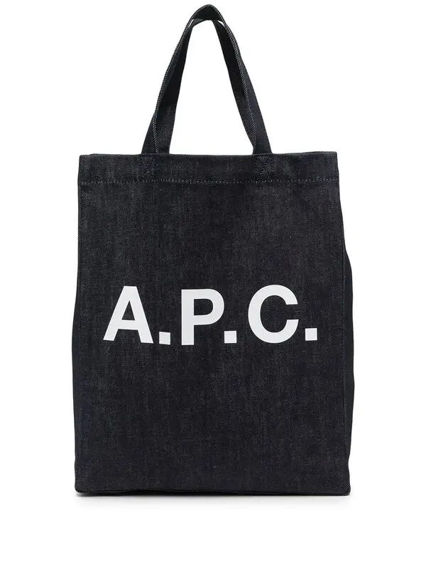 A.p.c. Logo-print Denim Tote - Blue