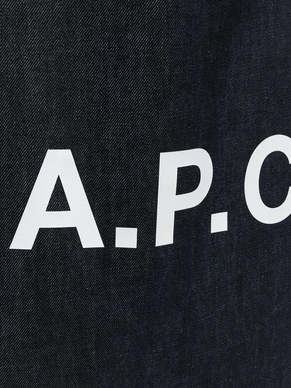 A.p.c. Logo-print Denim Tote - Blue