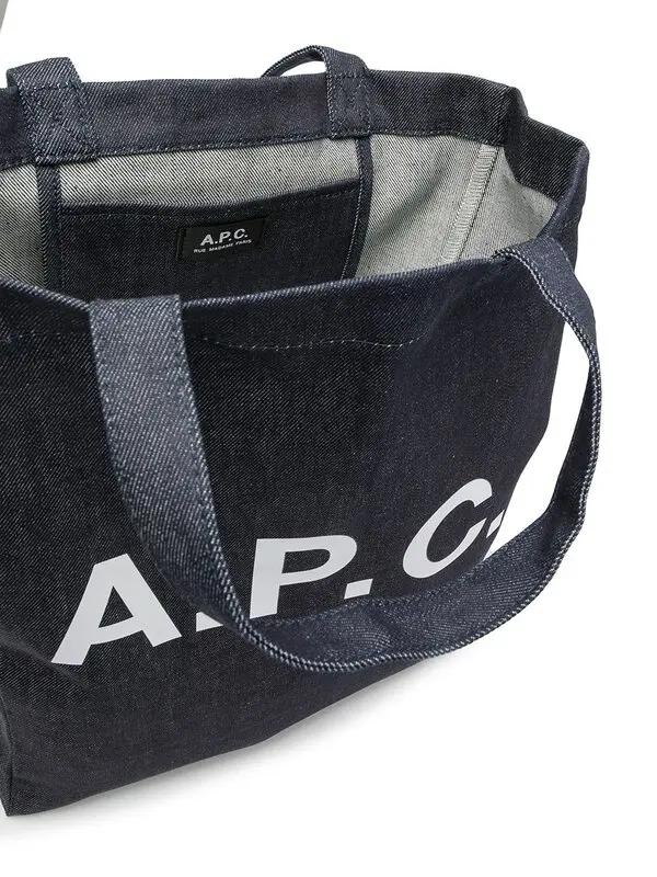 A.p.c. Logo-print Denim Tote - Blue