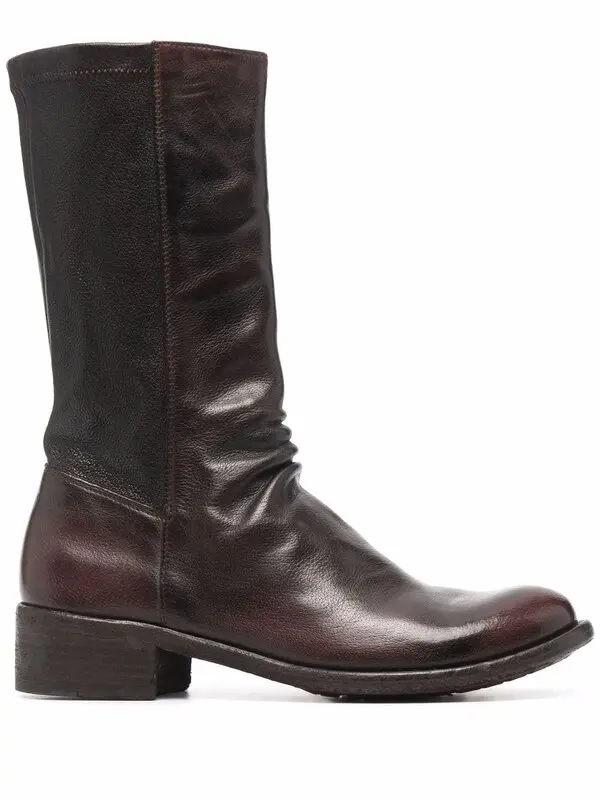 Officine Creative Ruched-detailing Leather Boots