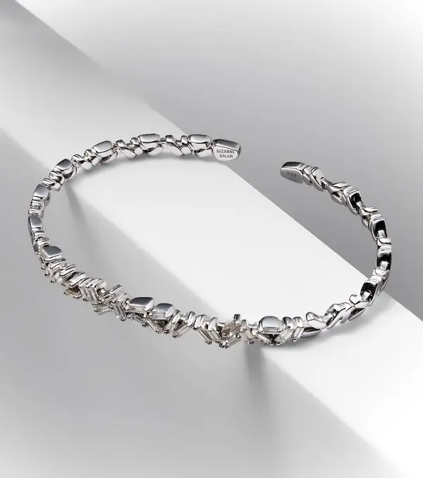 SUZANNE KALAN Fireworks Diamond Cuff Bracelet In 18kt White