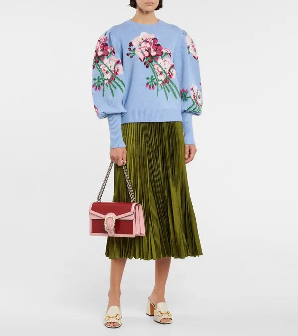 GUCCI フローラルニットセーター Gucci Floral Intarsia Wool Sweater - Multicoloured | Editorialist