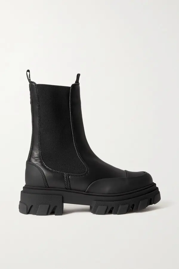 GANNI Net Sustain Paneled Recycled-leather Chelsea Boots