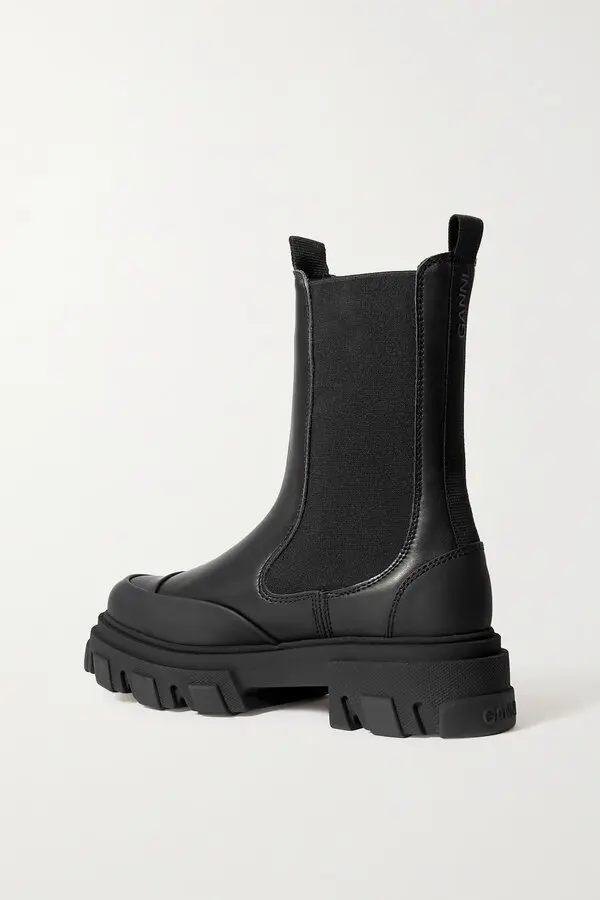 GANNI Net Sustain Paneled Recycled-leather Chelsea Boots