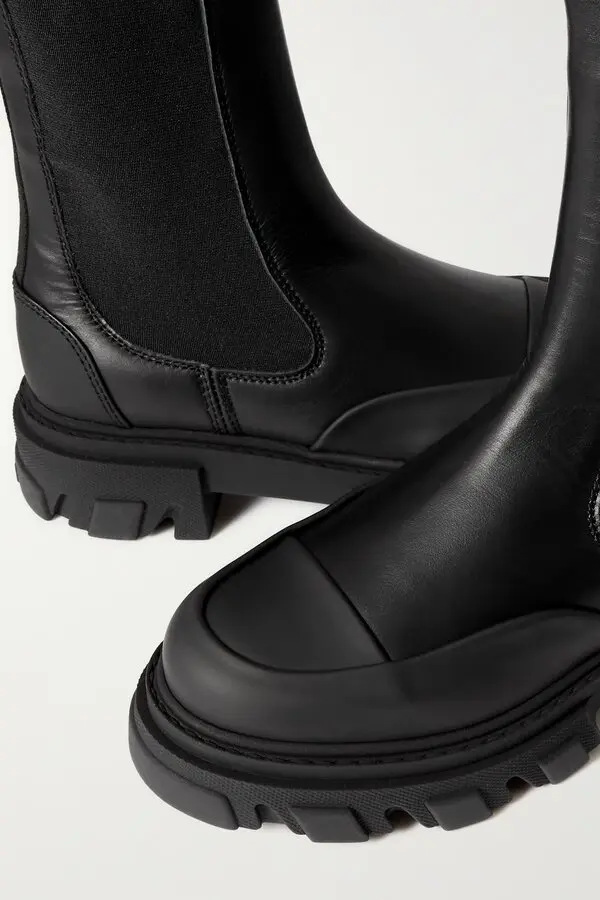 GANNI Net Sustain Paneled Recycled-leather Chelsea Boots