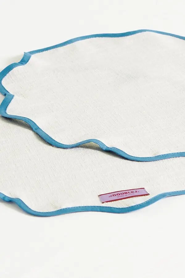 La DoubleJ Set Of Two Scalloped Cotton-blend Placemats