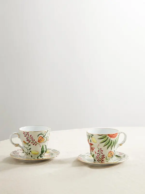 La DoubleJ Porcelain Espresso Cups And Saucers Set - White