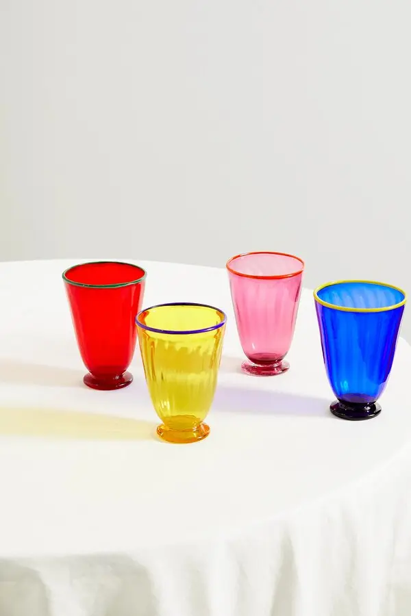 La DoubleJ Rainbow Set Of Four Murano Glasses - Red