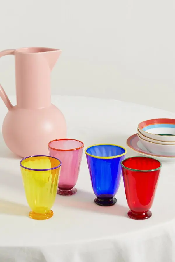 La DoubleJ Rainbow Set Of Four Murano Glasses - Red
