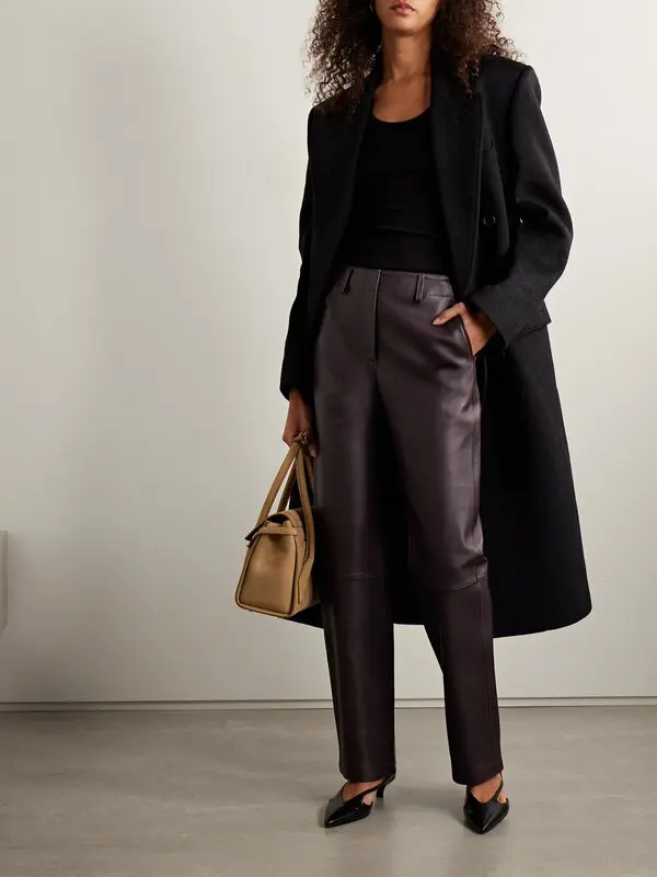 Theory Leather Straight-leg Pants - Brown