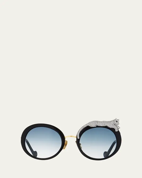 Anna-Karin Karlsson Rose Et La Roue Crystal-embellished Sunglasses - Black/ice