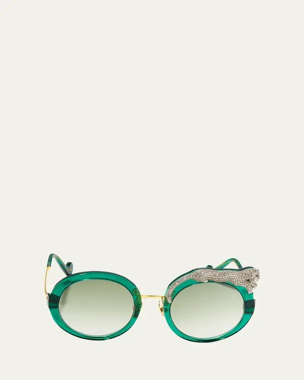 Anna-Karin Karlsson Rose Et La Roue Crystal-embellished Sunglasses - Emerald