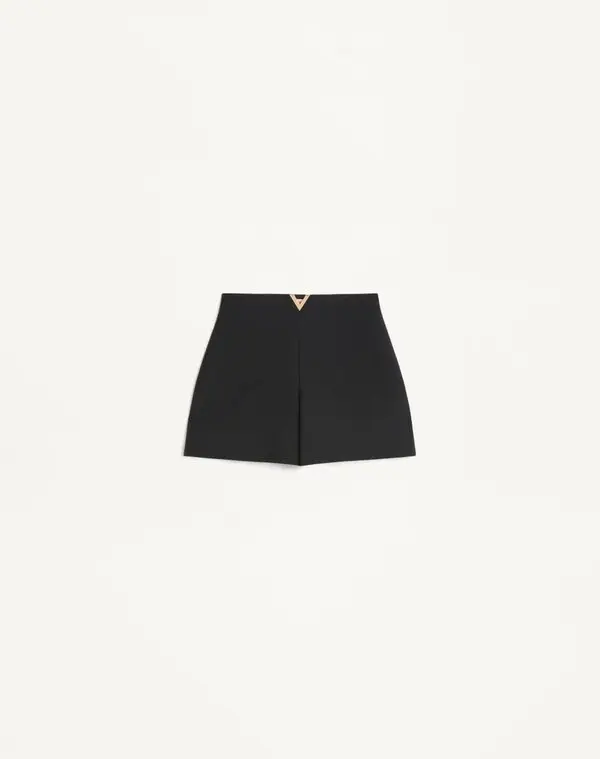 Valentino Garavani Crepe Couture Shorts With V Gold Detail - Black