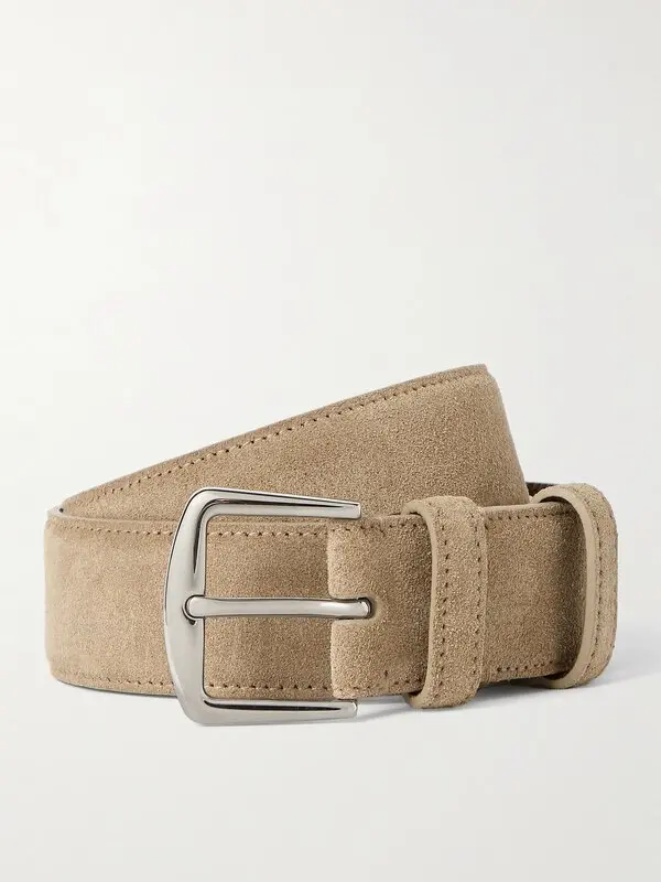 Loro Piana 3.5cm Suede Belt - Neutrals