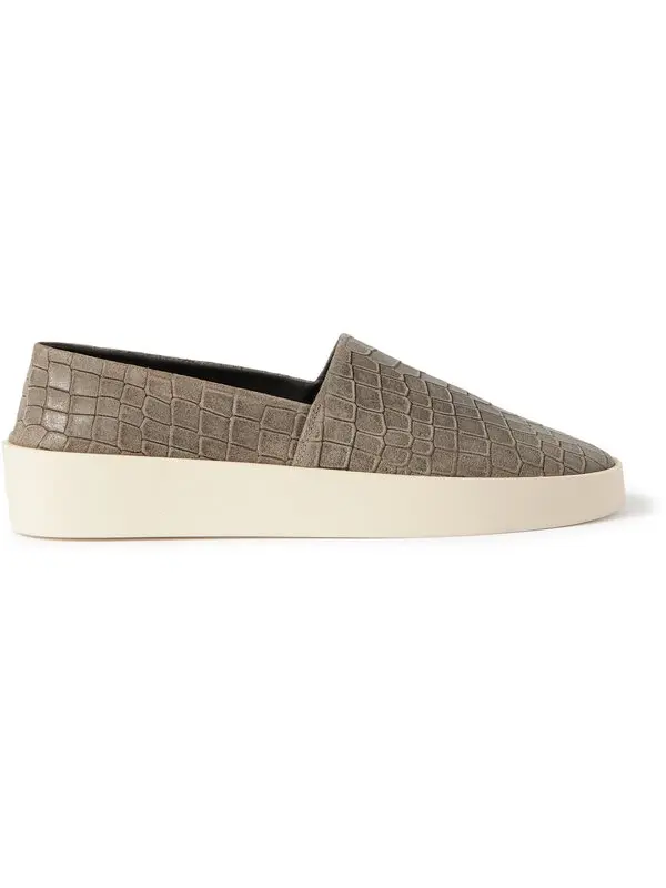 Fear Of God Croc-Effect Leather Espadrilles In Brown - 70  display picture 2