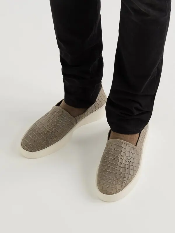 Fear Of God Croc-Effect Leather Espadrilles In Brown - 70 