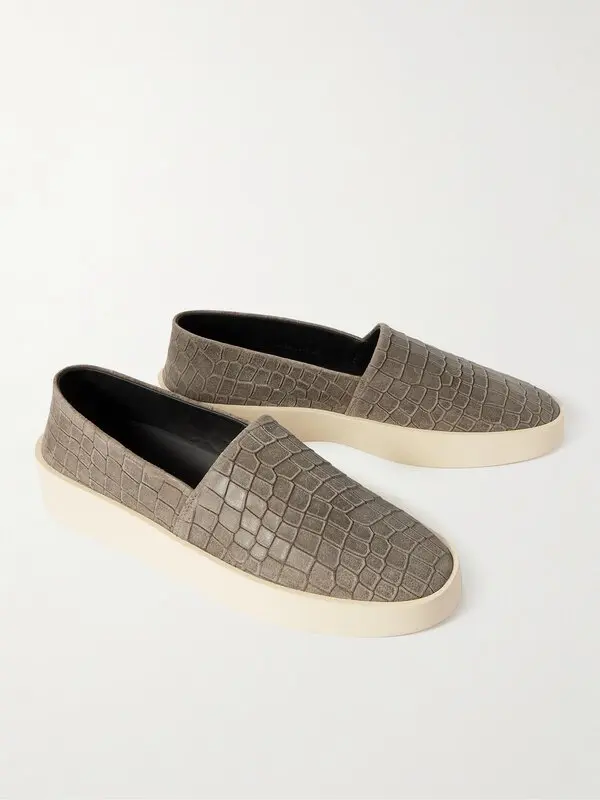 Fear of God Crocodile Embossed Leather Espadrille Sneakers Sz 42 Fear Of God Croc-Effect Leather Espadrilles In Brown - 70  main image 4