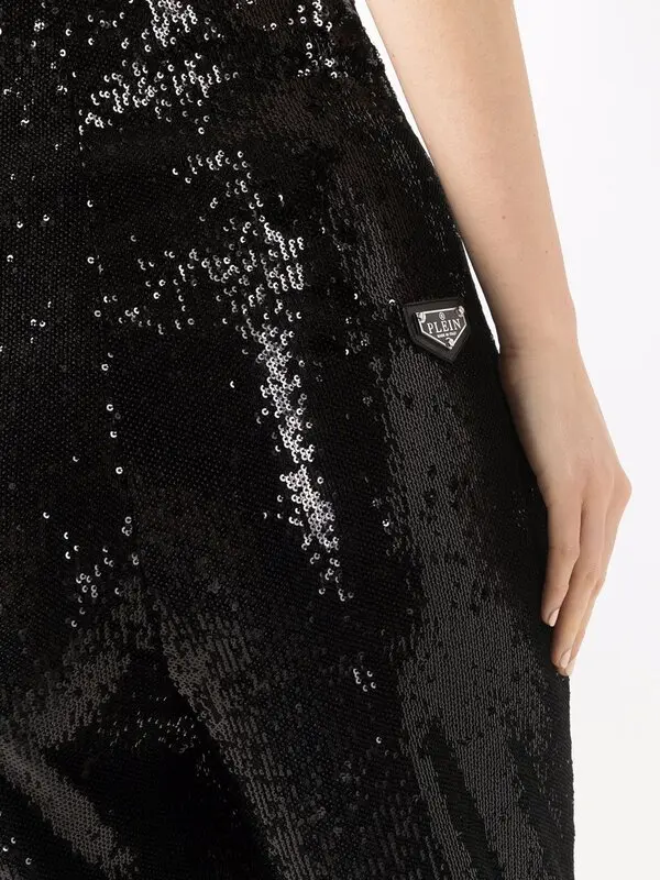 Philipp Plein Embellished Wide-leg Trousers - Black