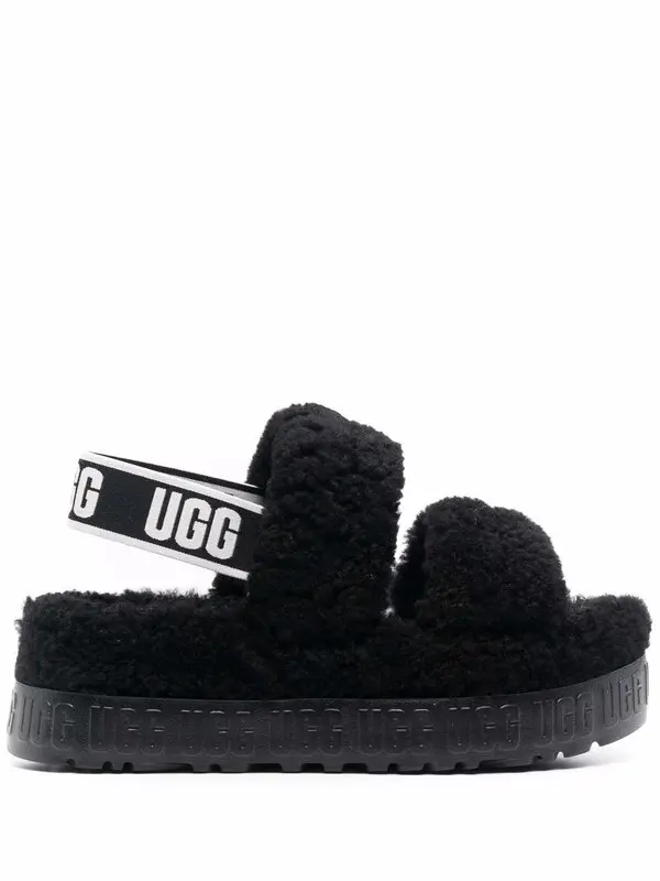 UGG Oh Fluffita Slingback Sandals - Black