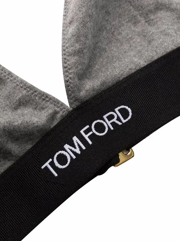 TOM FORD Logo-underband Cashmere Triangle Bra - Grey